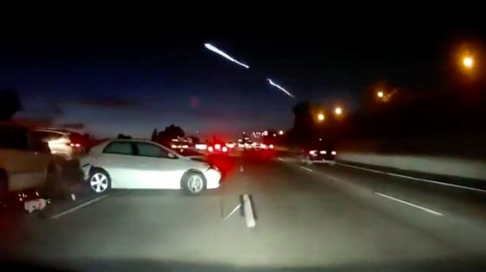 SpaceX Falcon 9 Rocket Causes Car Crash on a Freeway